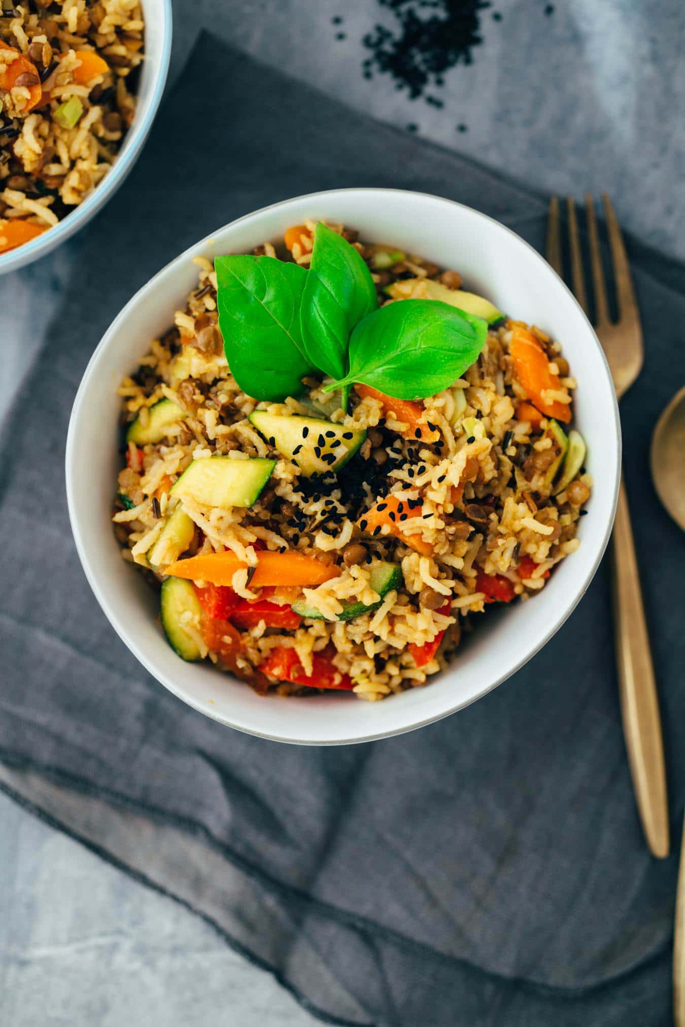 Fried rice with lentils (vegan, gluten-free) in 30 minutes